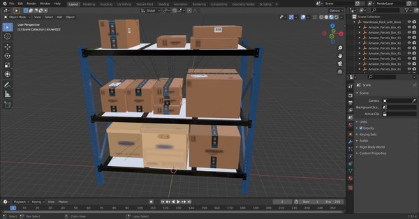 modelo 3d Warehouse Rack with Boxes - TurboSquid 1980707
