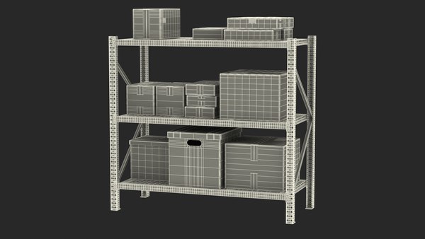 modelo 3d Warehouse Rack with Boxes - TurboSquid 1980707
