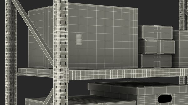 modelo 3d Warehouse Rack with Boxes - TurboSquid 1980707