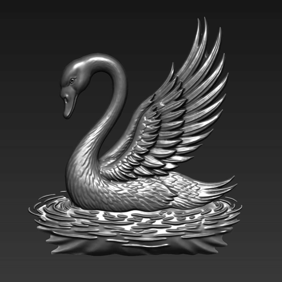 Swan Bas-relief 3D Model - TurboSquid 2441772