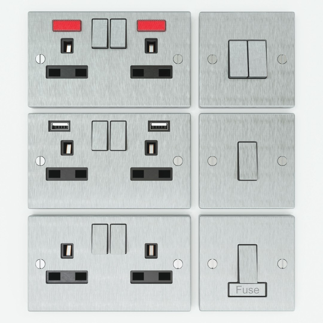 3D UK Socket And Switches - TurboSquid 2108196