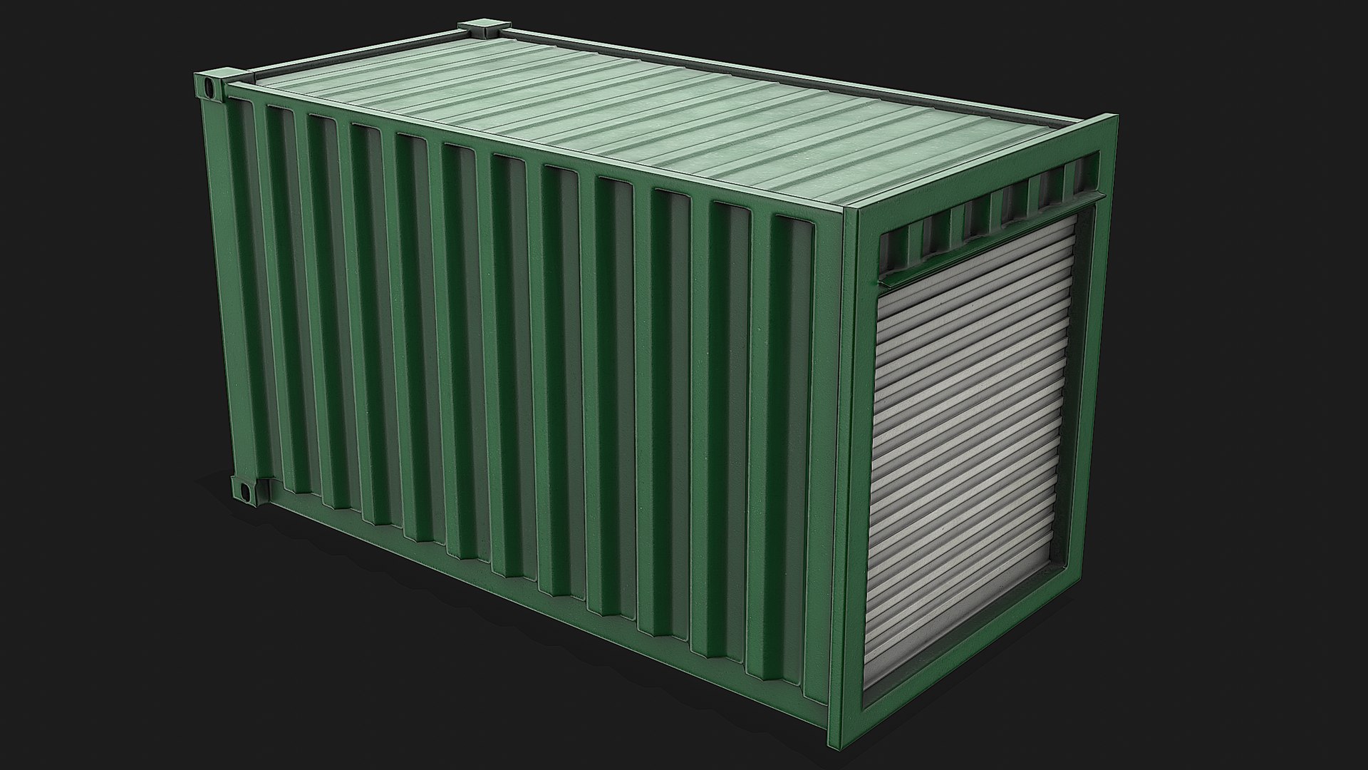 16ft Container With Roll-Up Door - Green 3D Model - TurboSquid 2150198