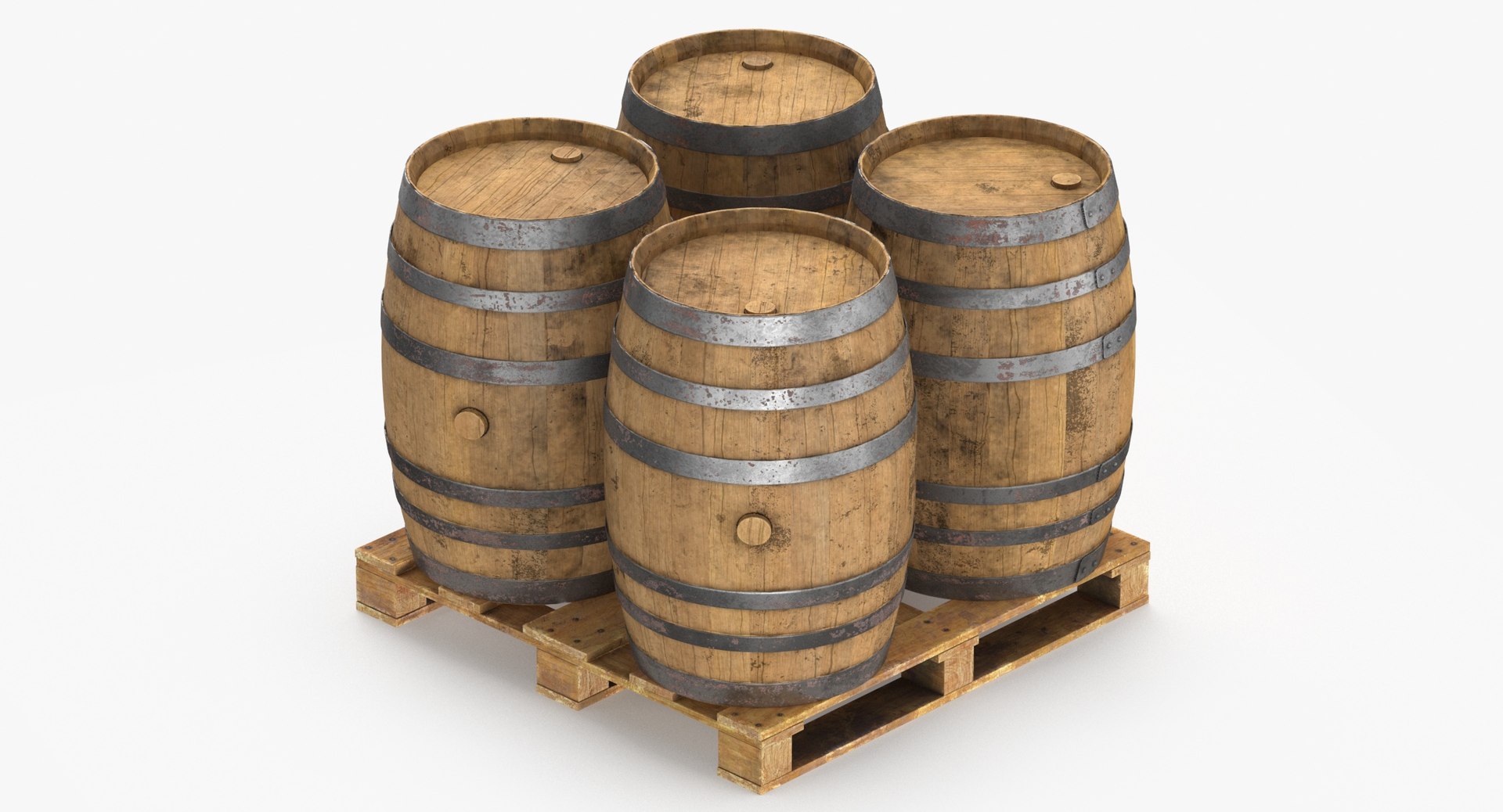 Barrel Wood Pallet and Pallet Stacked model - TurboSquid 1972860
