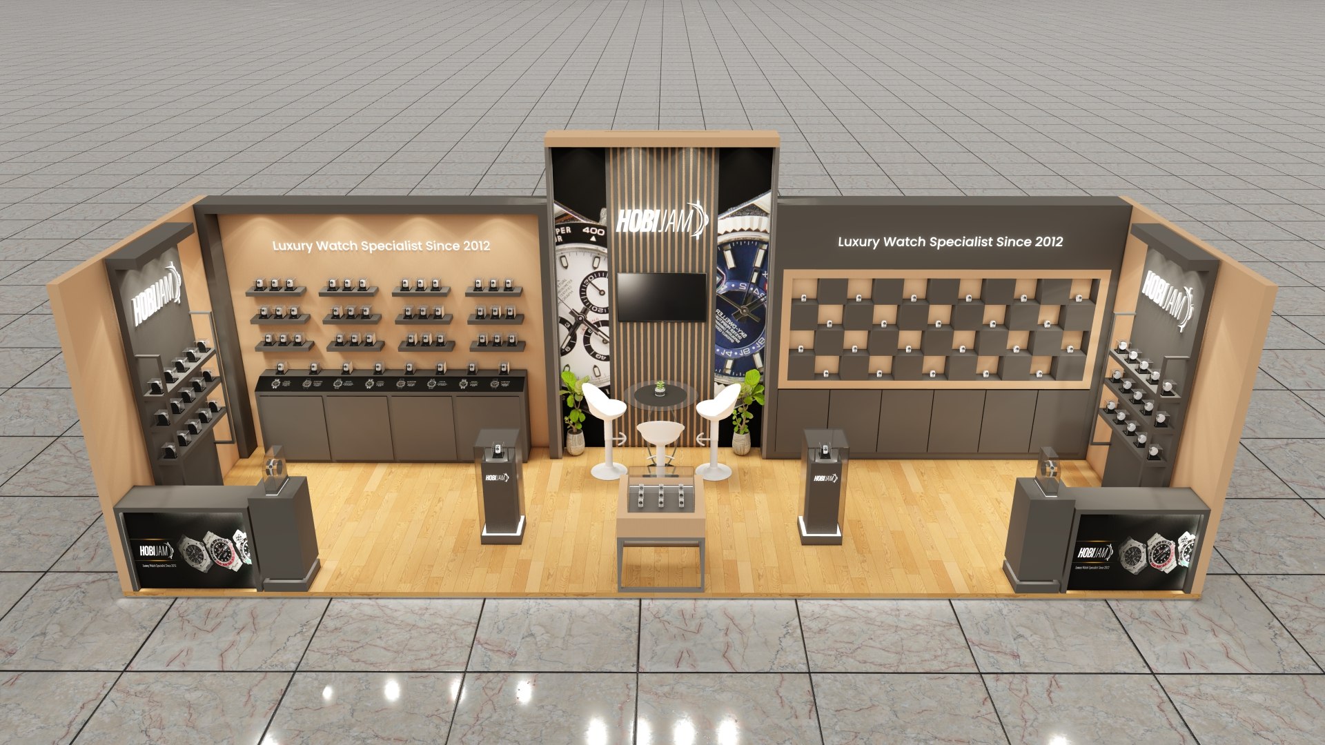 3D Watch Booth 10x3 Meters - TurboSquid 2213354