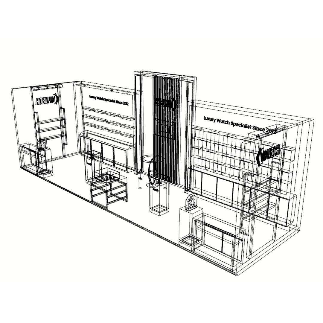 3D Watch Booth 10x3 Meters - TurboSquid 2213354