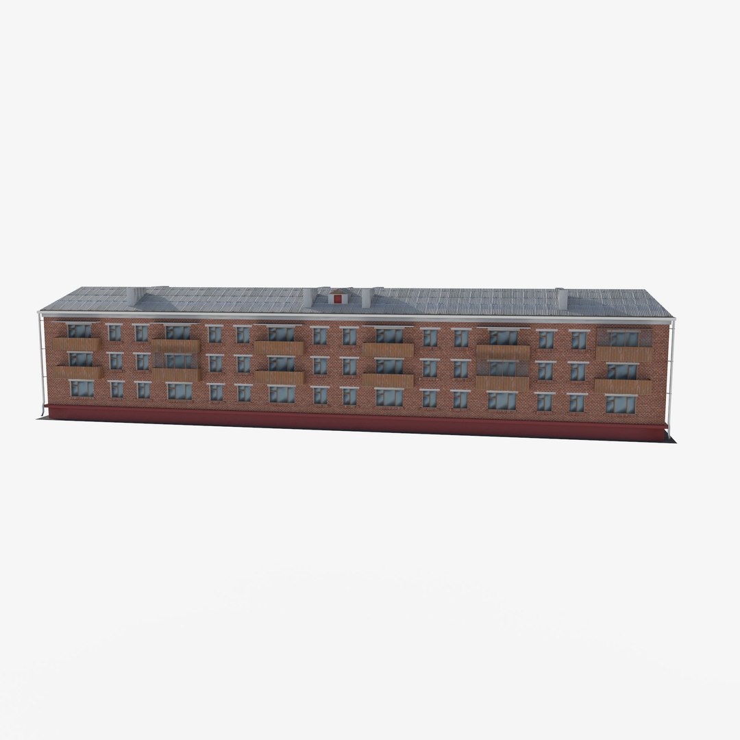 3D Model Brick 3-storey Apartment Building V2 - TurboSquid 1759446