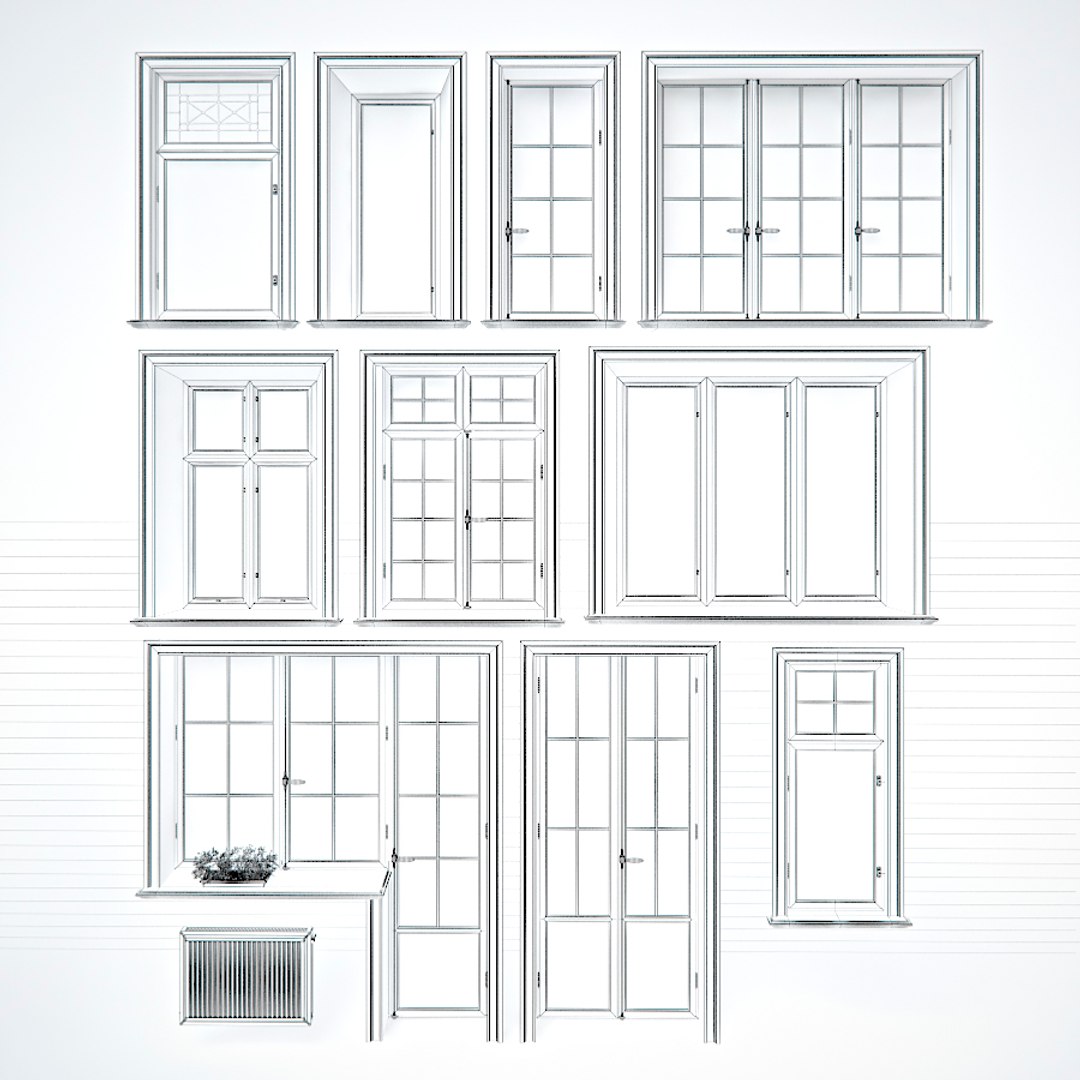3d Classic Window Set Model
