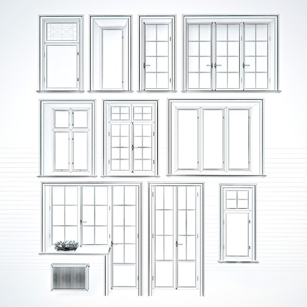 3d classic window set model
