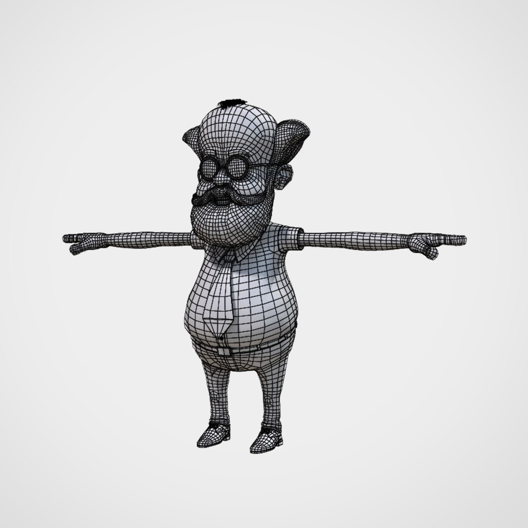 3d cartoon professor character rig