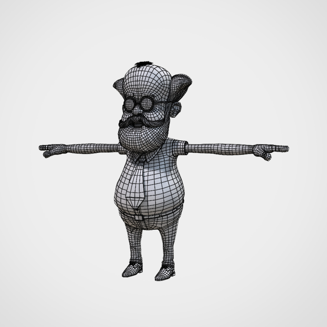 3d cartoon professor character rig