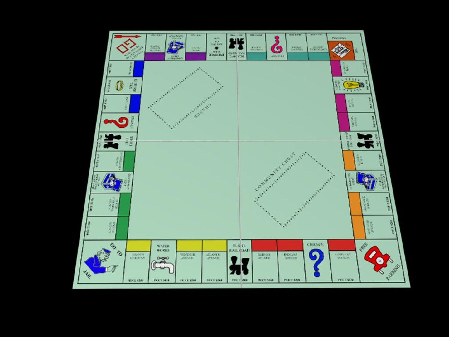 3d monopoly board money model