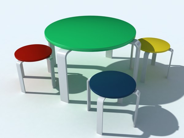 3d model table chairs kids