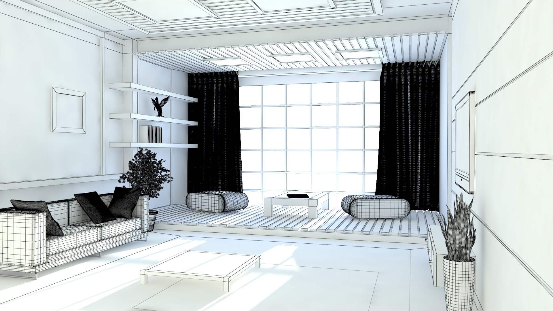 Japanese Style Living Room 3D Model - TurboSquid 1378106