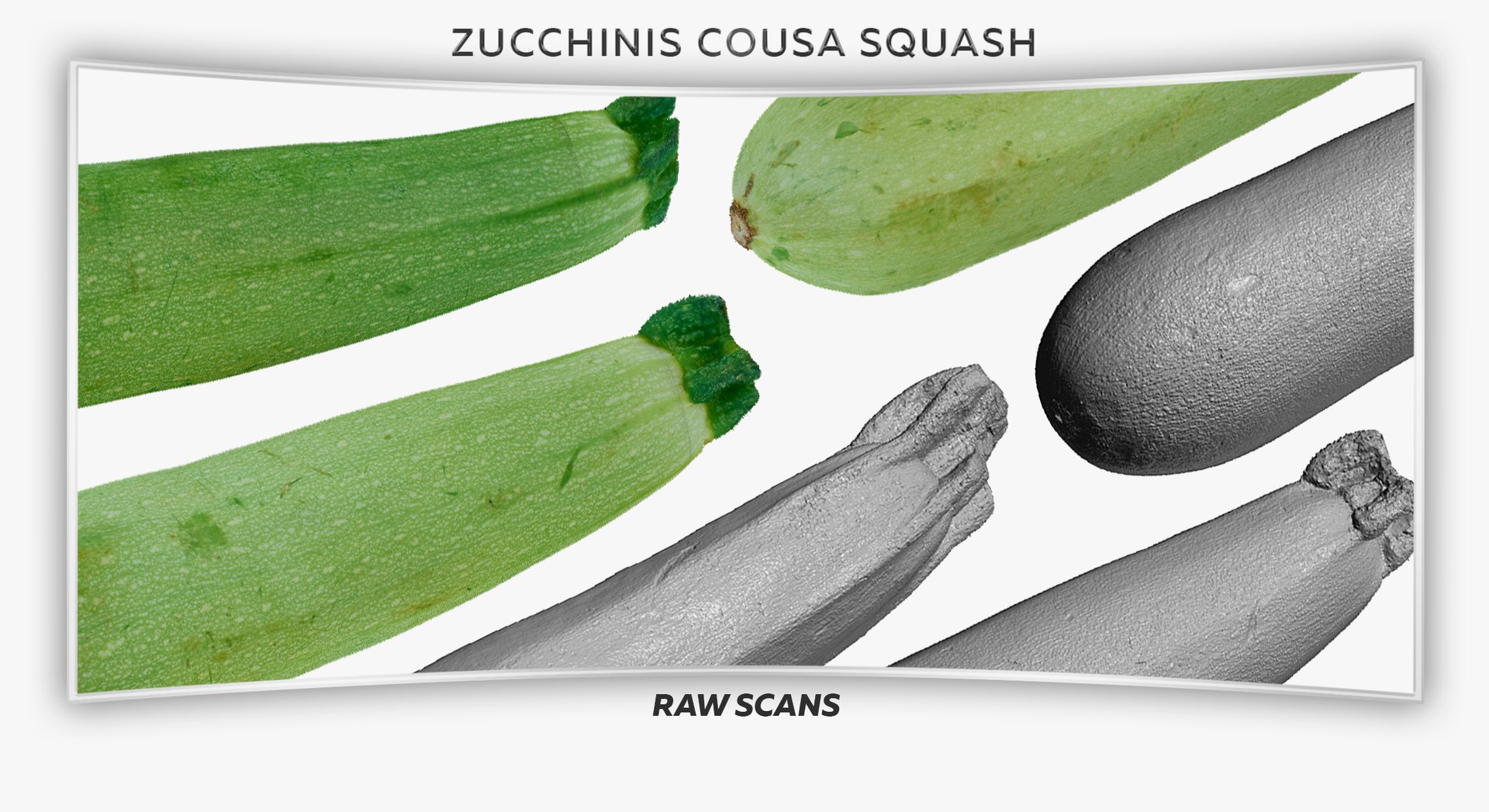 3D model Zucchinis Cousa Squash Collection 03 - 3 models RAW Scans ...