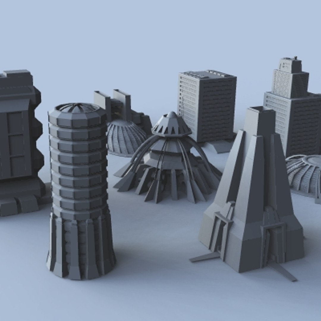 Science Fiction Building Set 3d Model