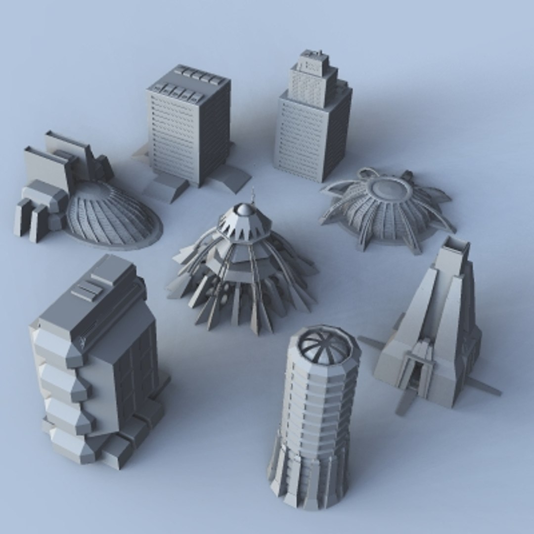 Science Fiction Building Set 3d Model