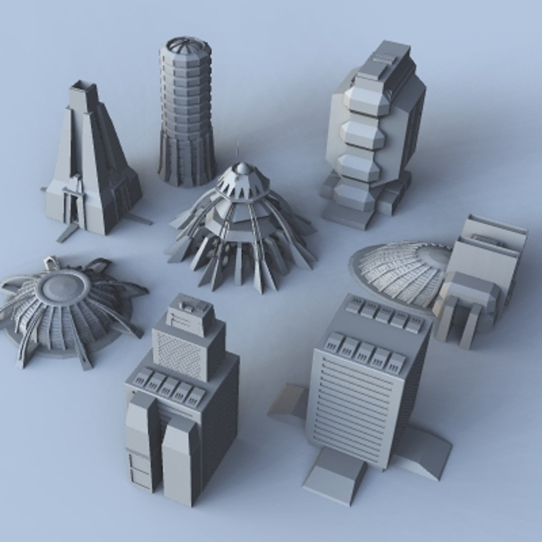 Science Fiction Building Set 3d Model