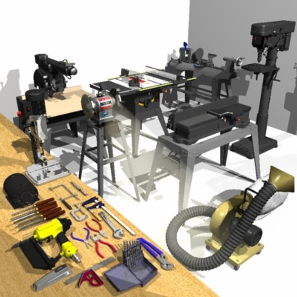 3ds max comprehensive woodshop machine tool