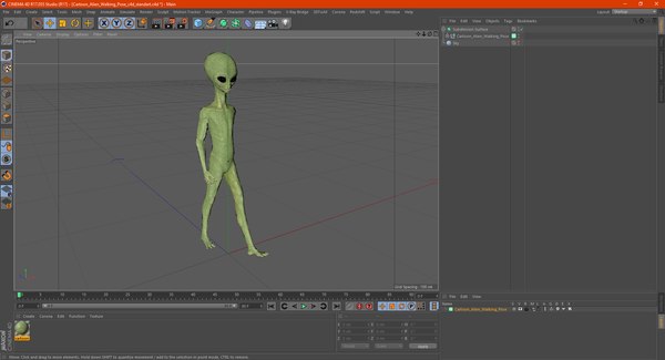 3D cartoon alien walking pose - TurboSquid 1602196