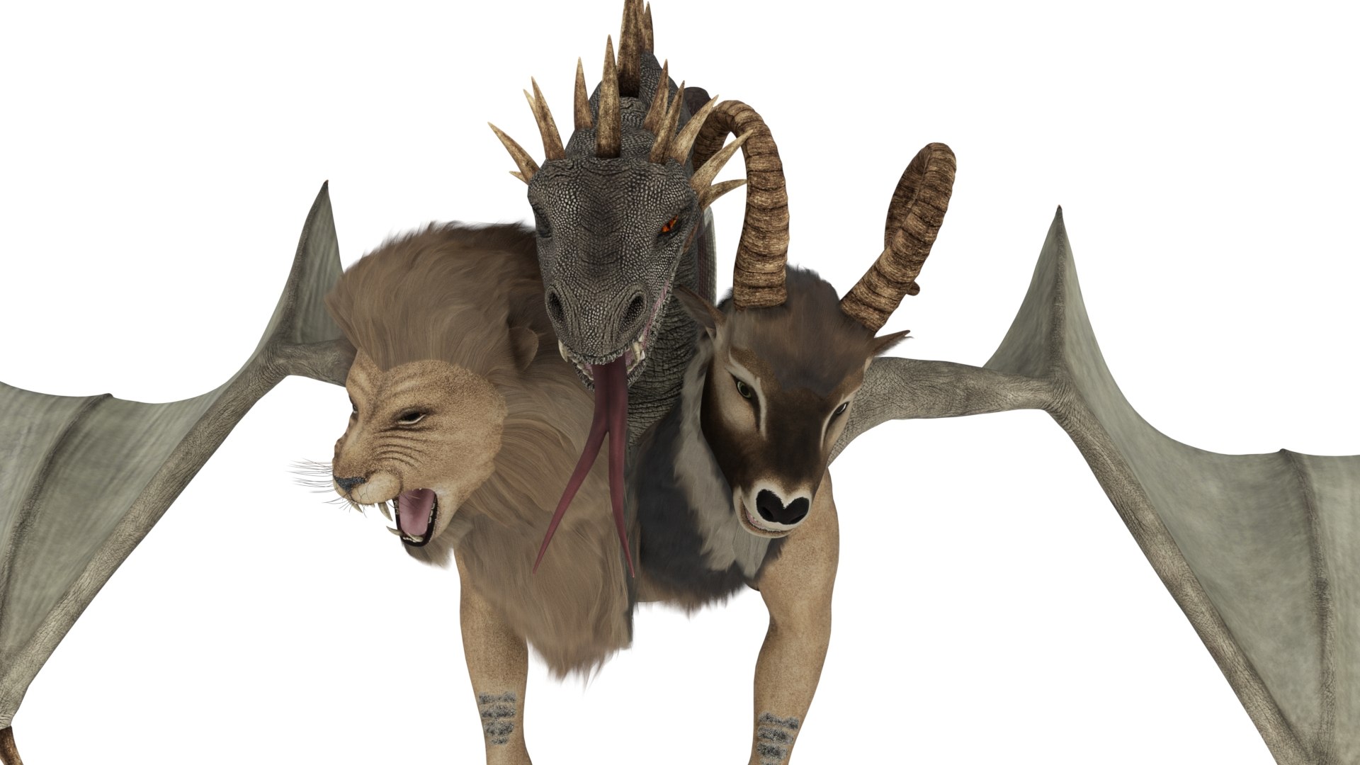 3D Mythical Chimera With Fur For Maya Model - TurboSquid 2381656