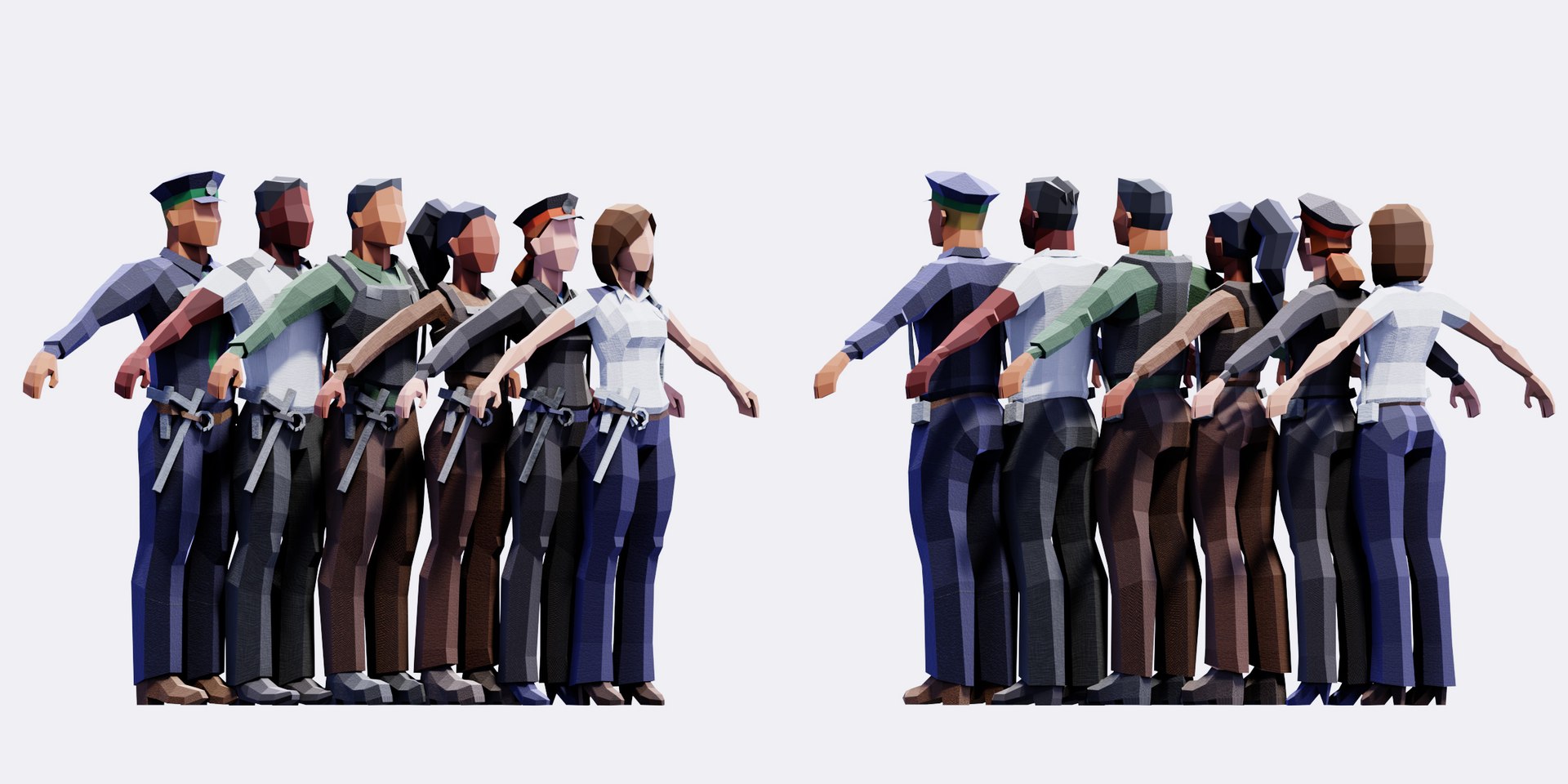 3D Model Low Poly Police Officers - Animated And Rigged - TurboSquid ...