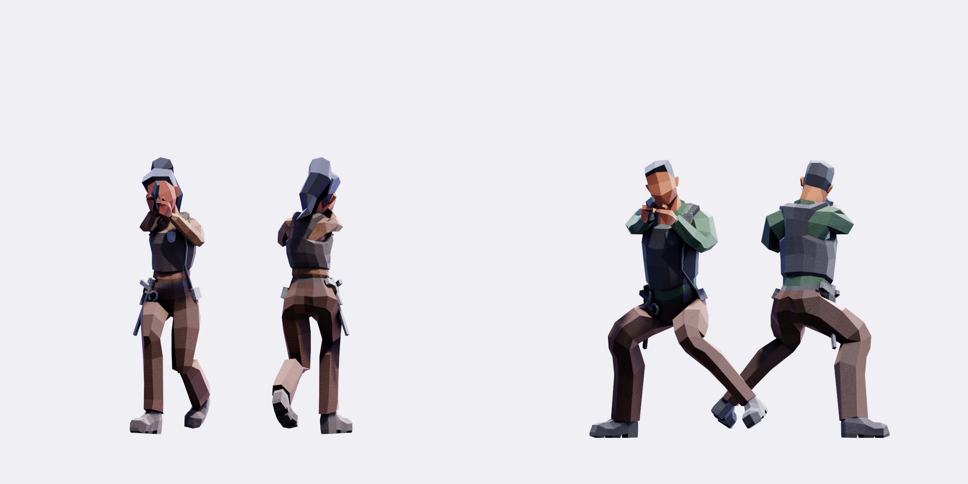 3D Model Low Poly Police Officers - Animated And Rigged - TurboSquid ...