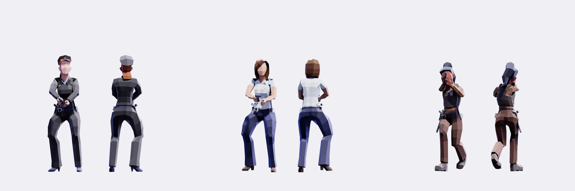 3D Model Low Poly Police Officers - Animated And Rigged - TurboSquid ...