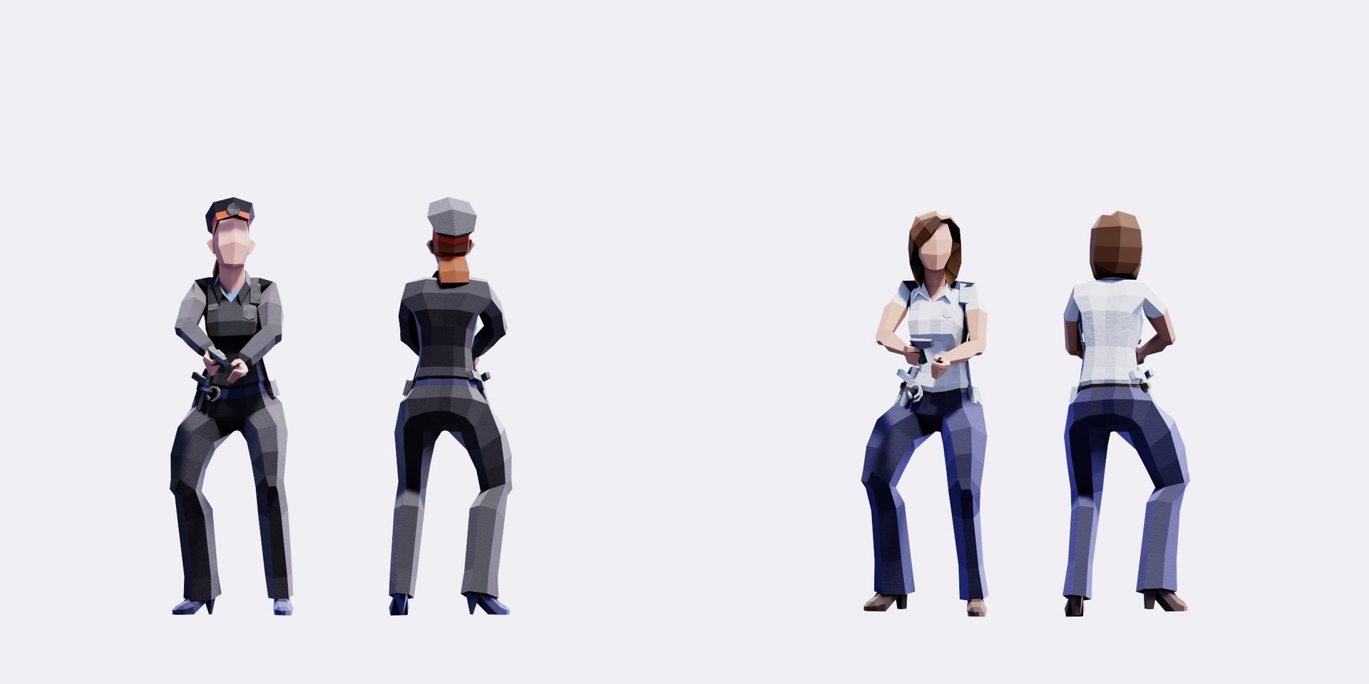 3D Model Low Poly Police Officers - Animated And Rigged - TurboSquid ...