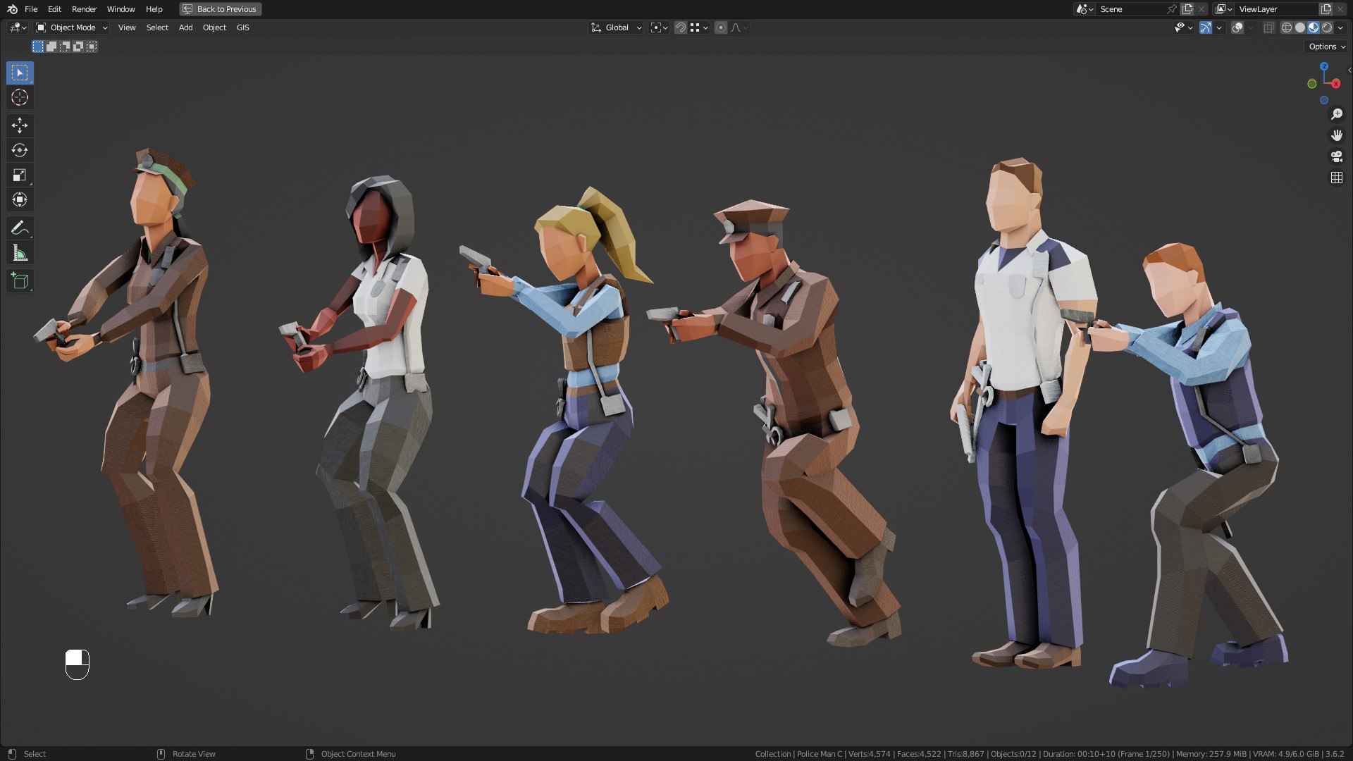 3D Model Low Poly Police Officers - Animated And Rigged - TurboSquid ...