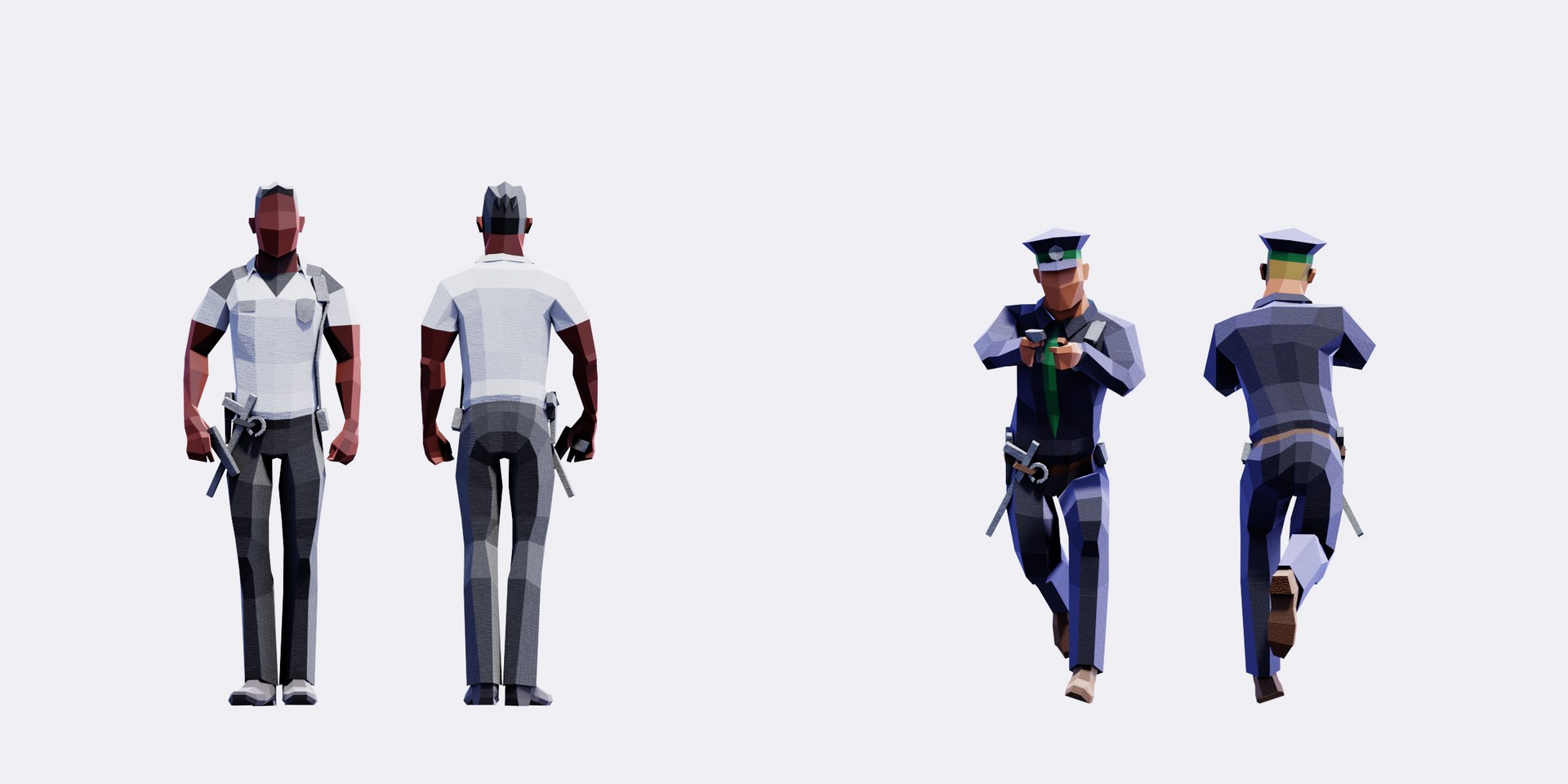 3D Model Low Poly Police Officers - Animated And Rigged - TurboSquid ...