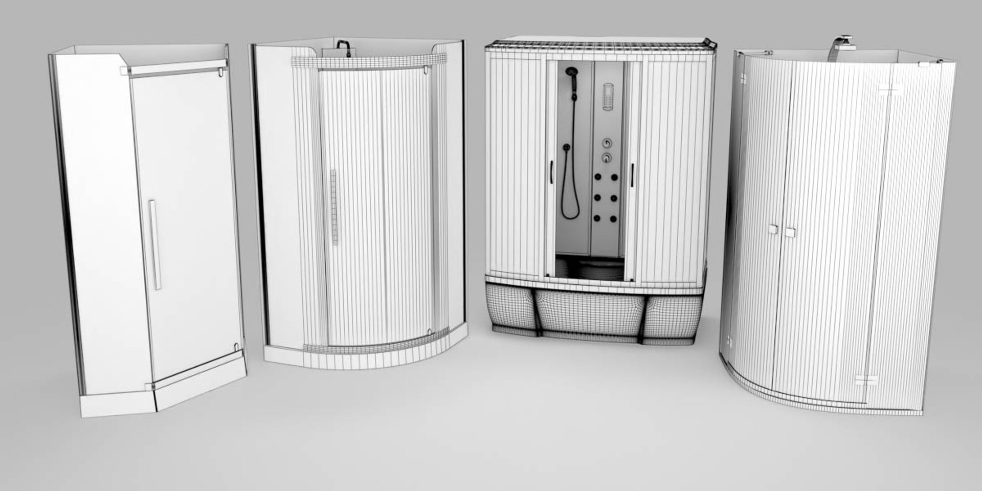 3 shower cabins 3D model - TurboSquid 1518851