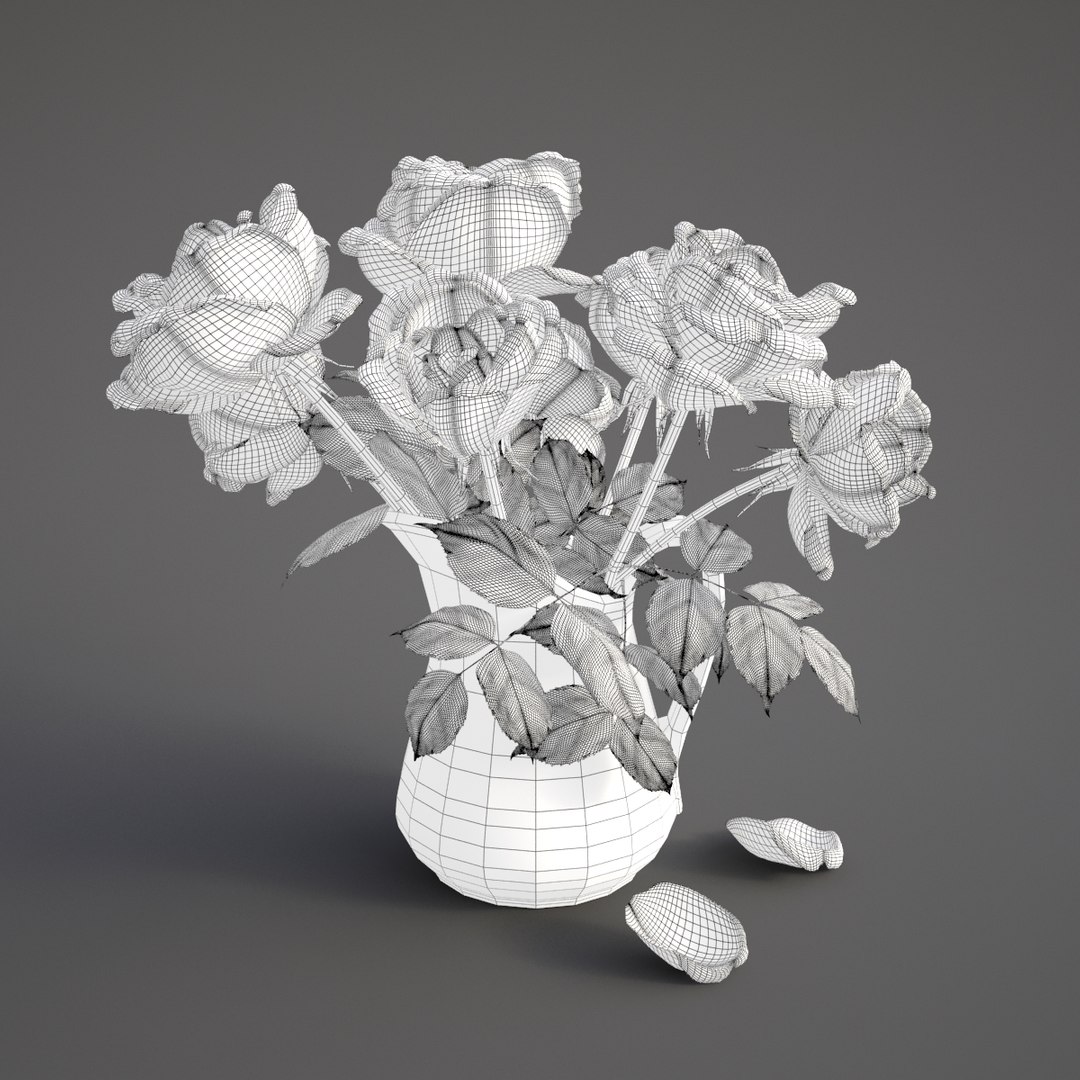 bouquet roses 3d max