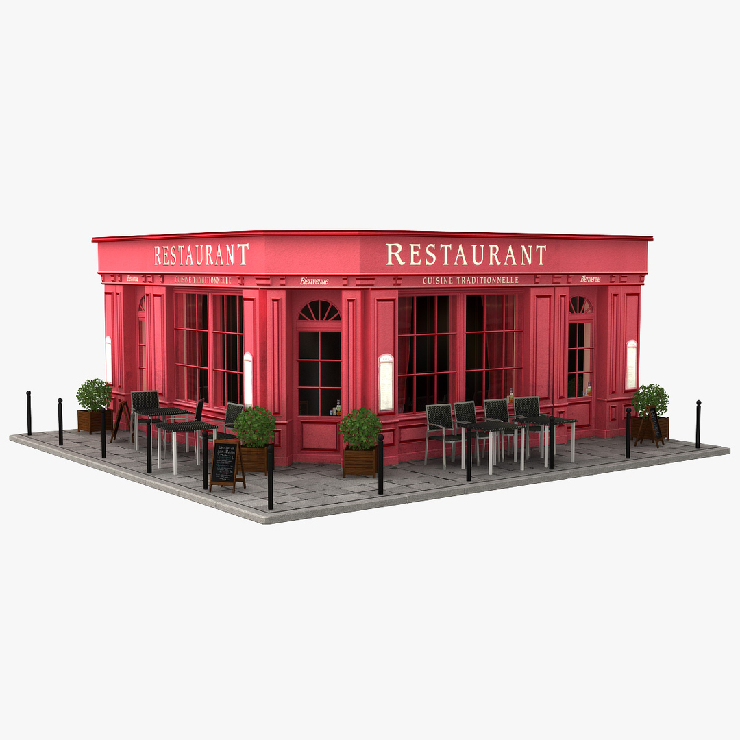 3d 22 typical parisian restaurant model