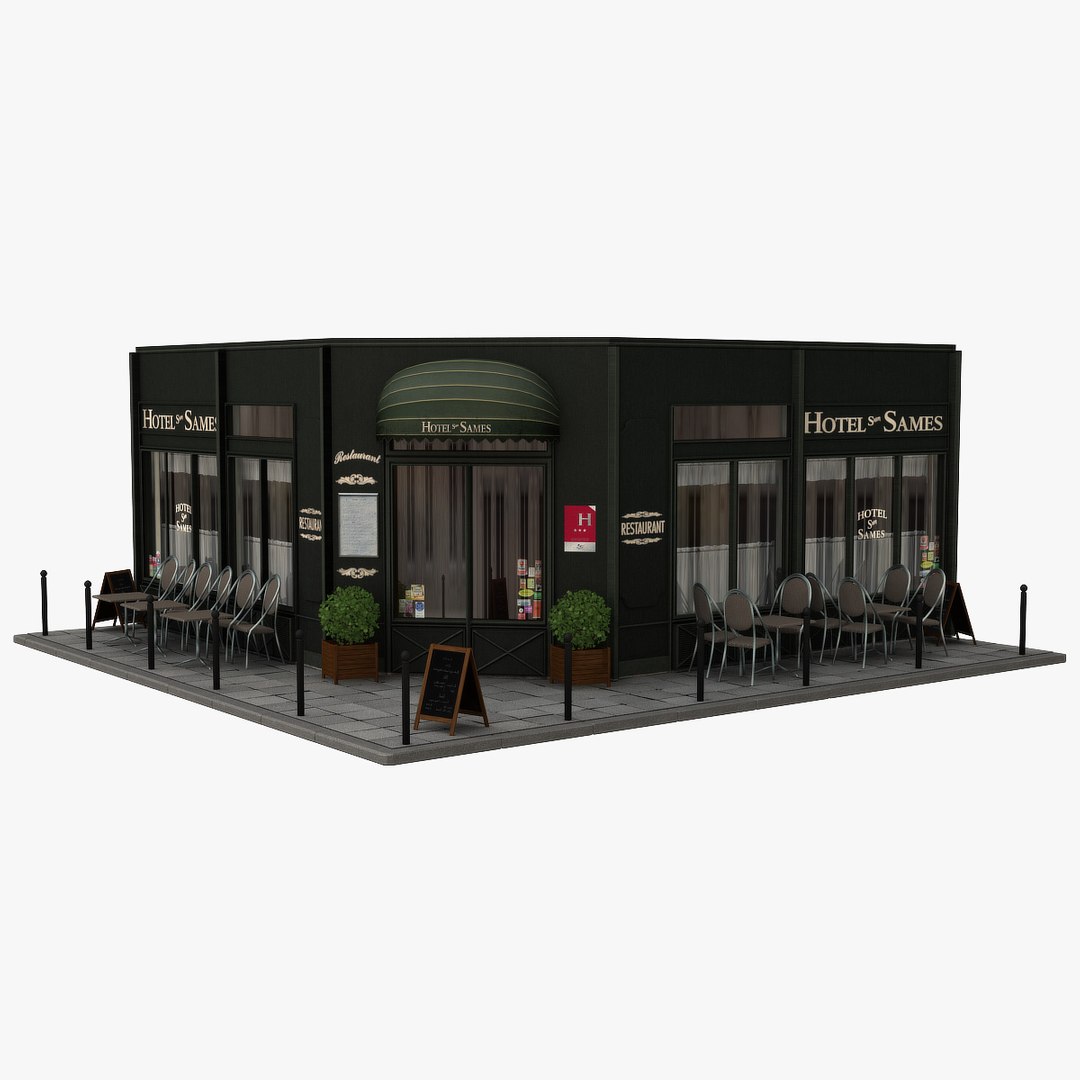 3d 22 typical parisian restaurant model