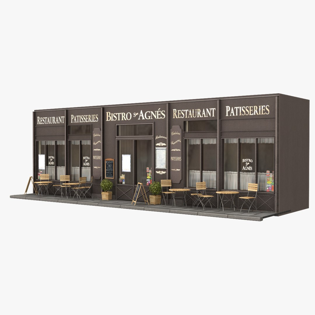3d 22 typical parisian restaurant model