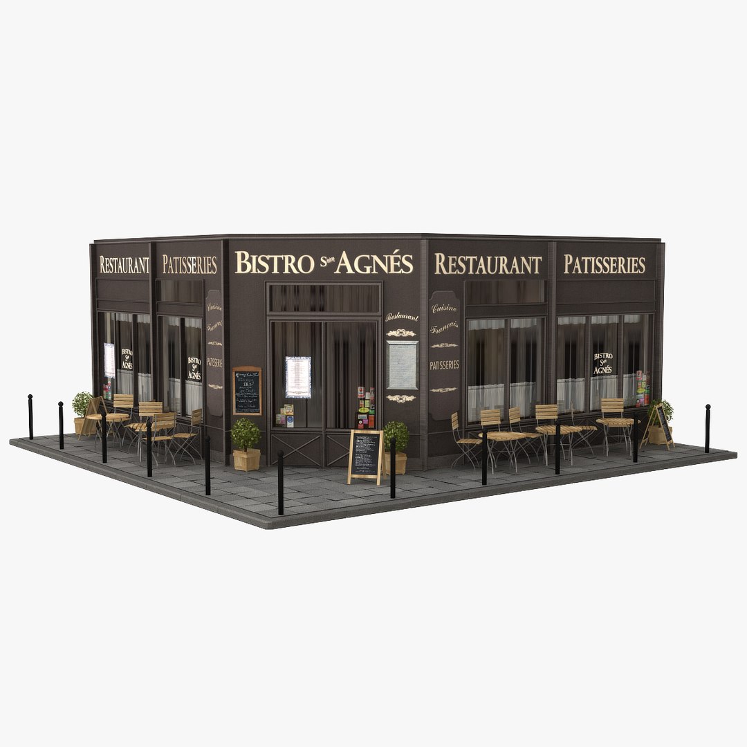 3d 22 typical parisian restaurant model