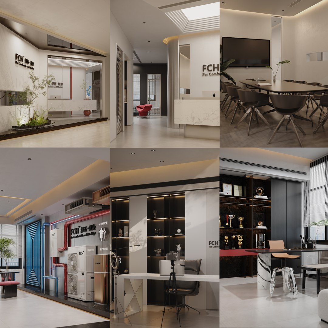 Modern Office Exhibition Hall Conference Room Live Broadcast Room ...