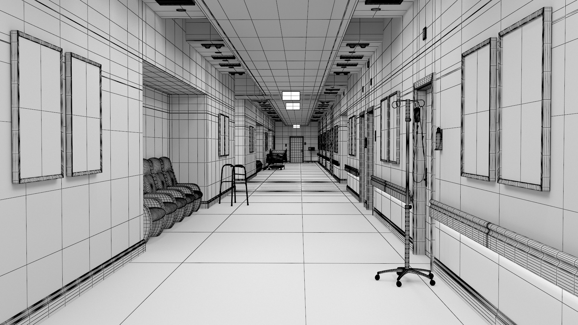 Hospital Hallway Corridor 3D - TurboSquid 2008104