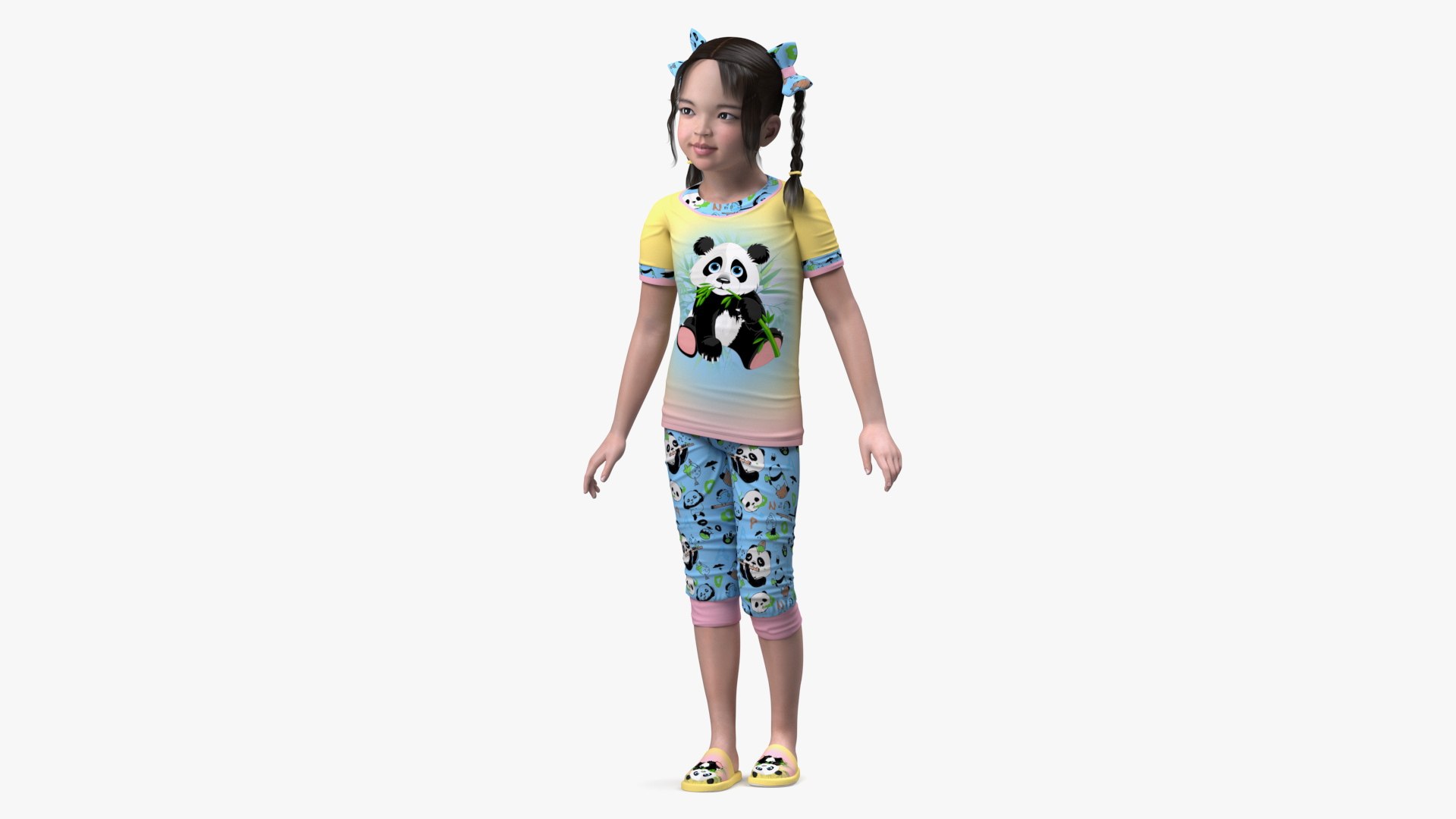 Asian Little Girl a Panda Costume Standing model - TurboSquid 1971275