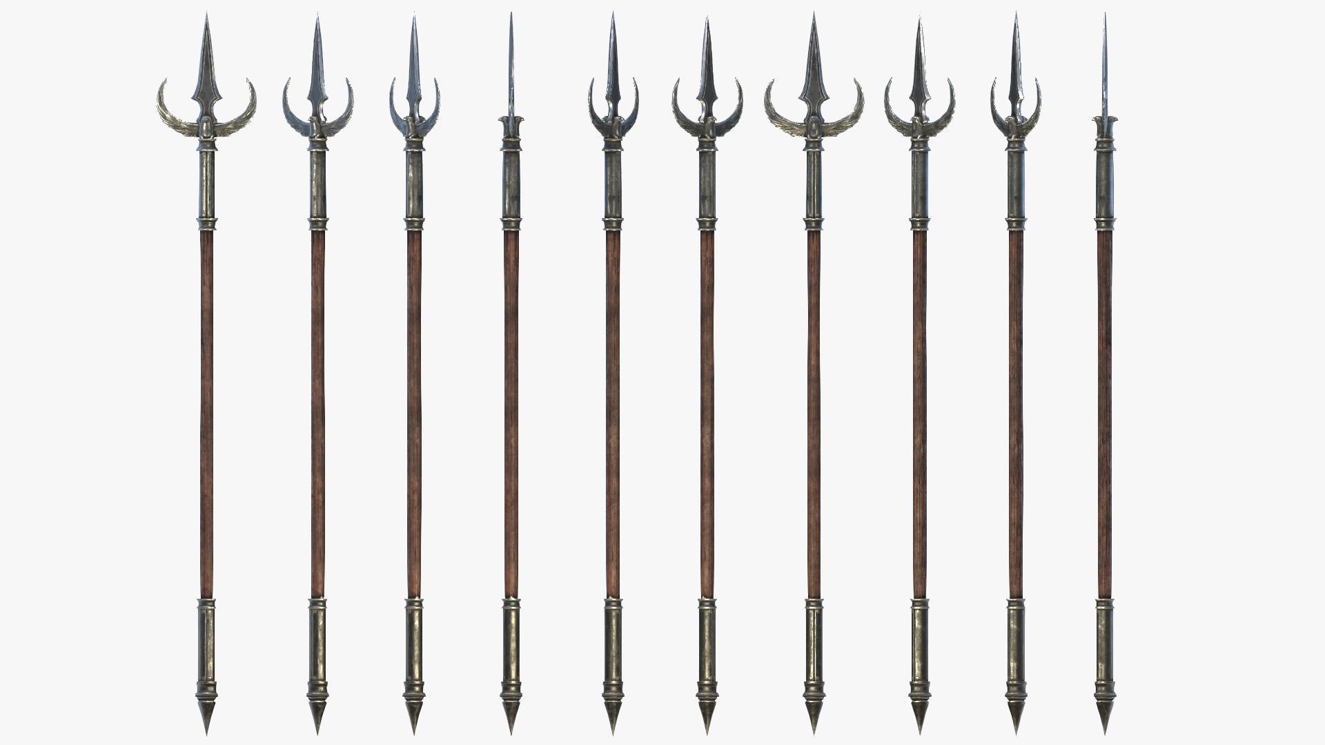 3D Fantasy Spear RPG Ranseur Roncone Polearm Pike Partisan Partizan ...