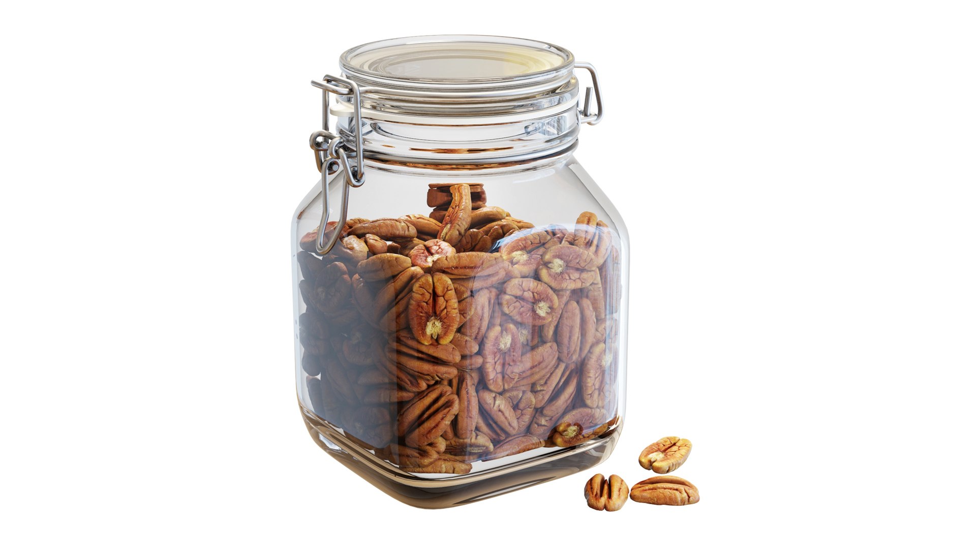 Food Set 15 Glass Jar With Pecans 3D Model - TurboSquid 1875691
