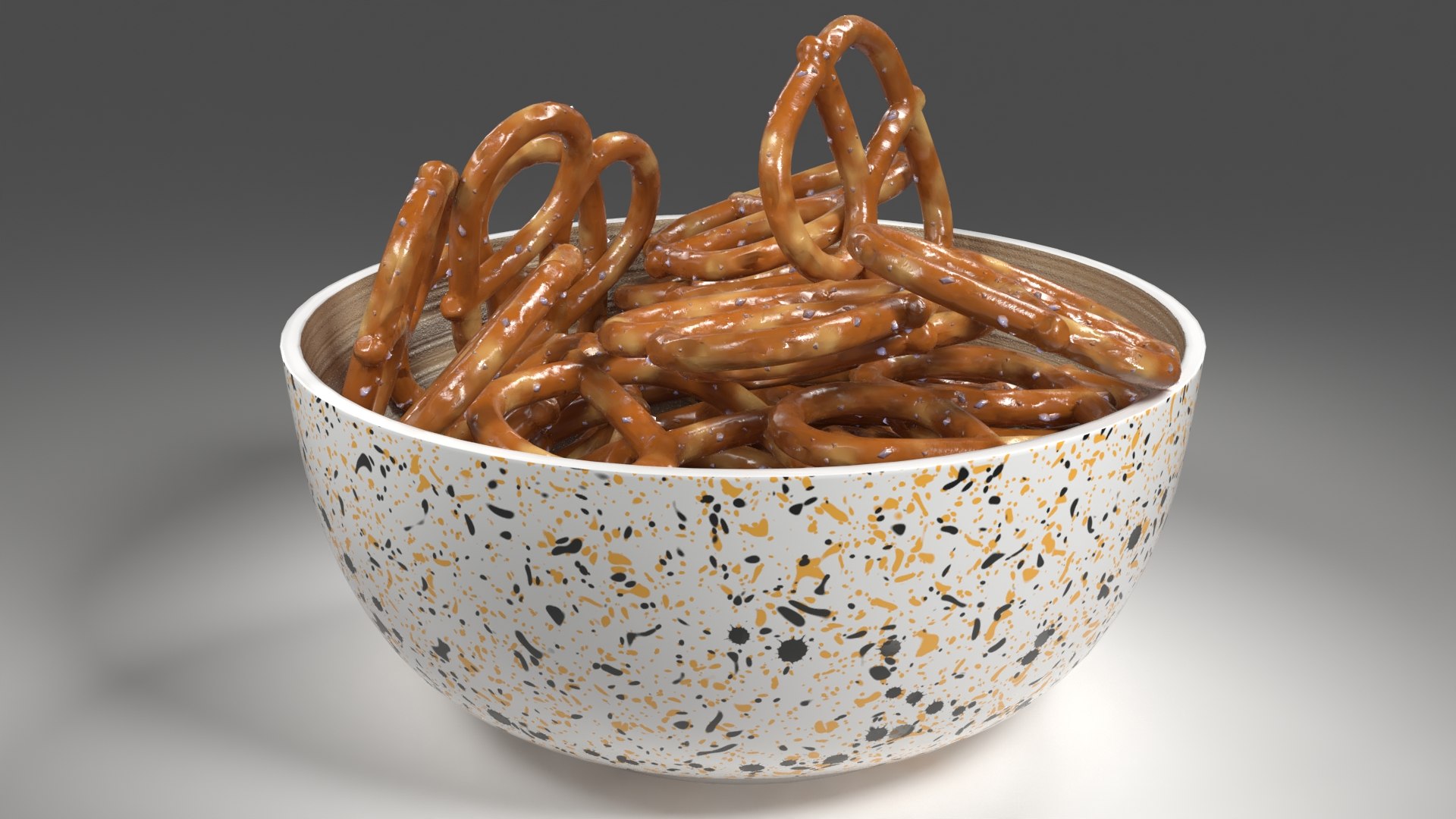 3D A Bowl Of Salted Pretzels Model - TurboSquid 2143687