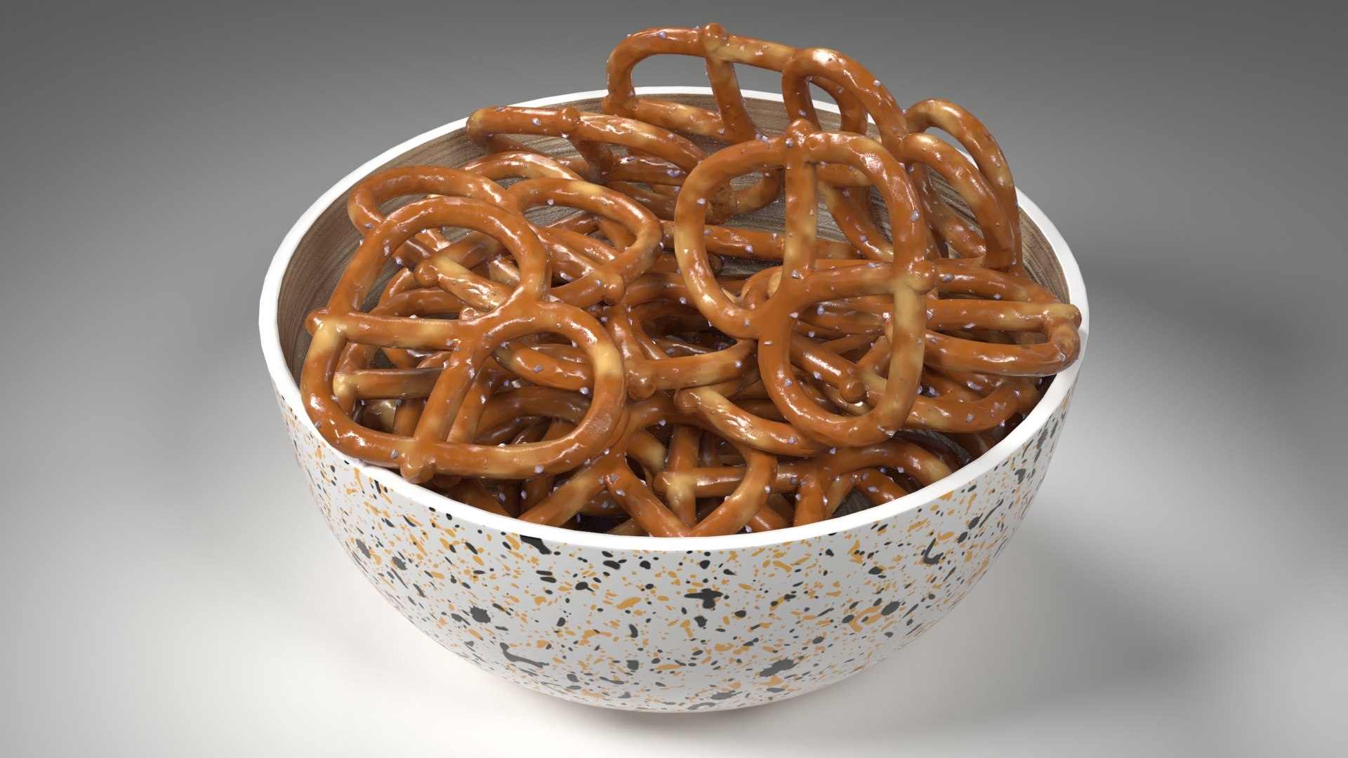 3D A Bowl Of Salted Pretzels Model - TurboSquid 2143687