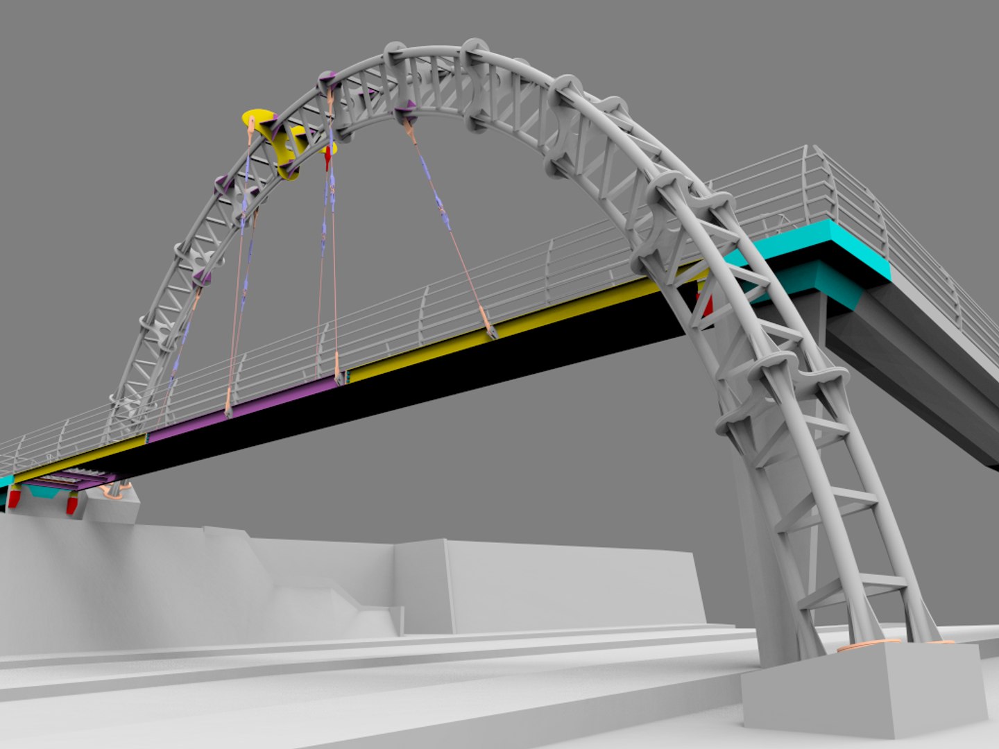 3D Arc Steel Bridge - TurboSquid 1319660