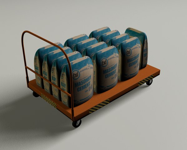 utility cart orange 3d model
