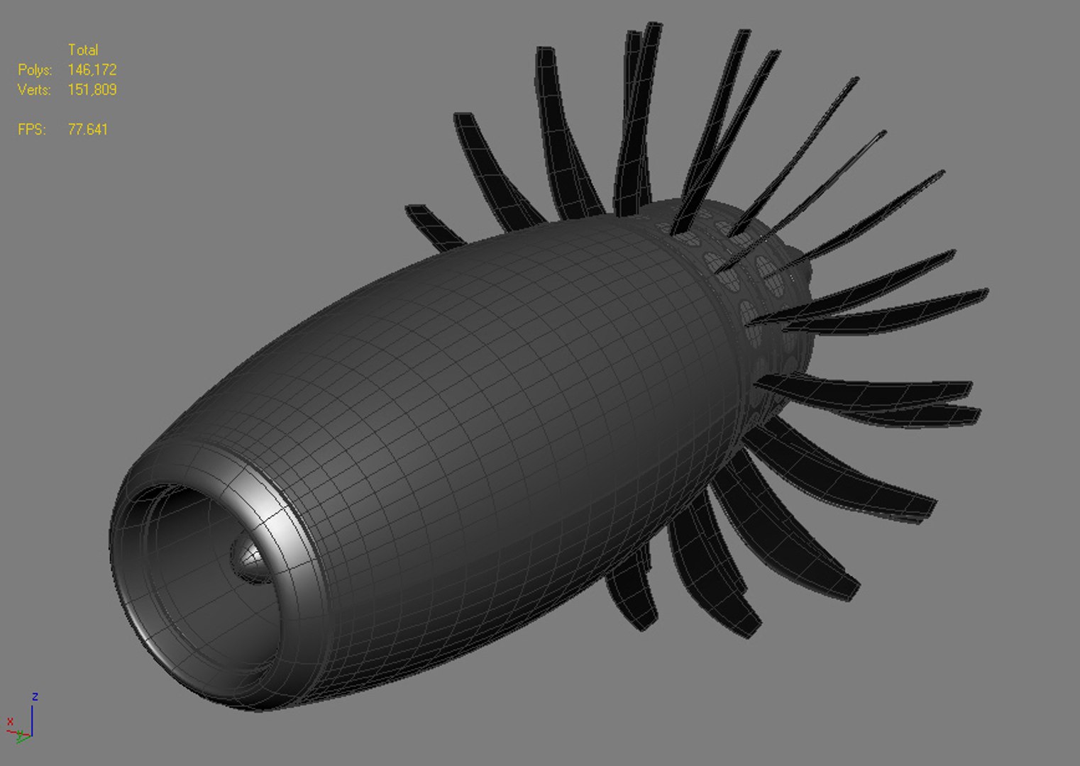 Obj Unducted Fan Propfan Turbofan Engine