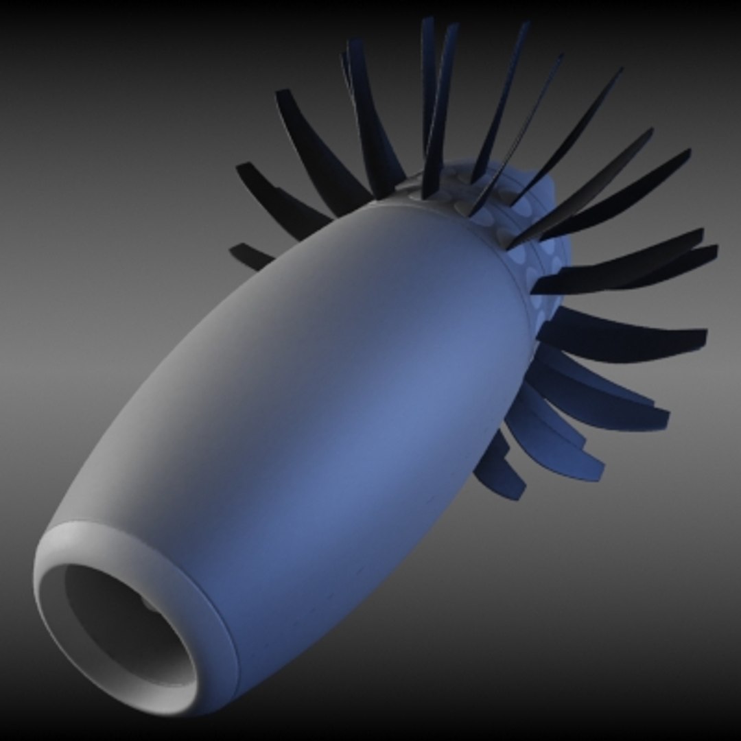 Obj Unducted Fan Propfan Turbofan Engine