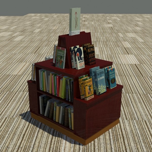 max library shelves kiosks