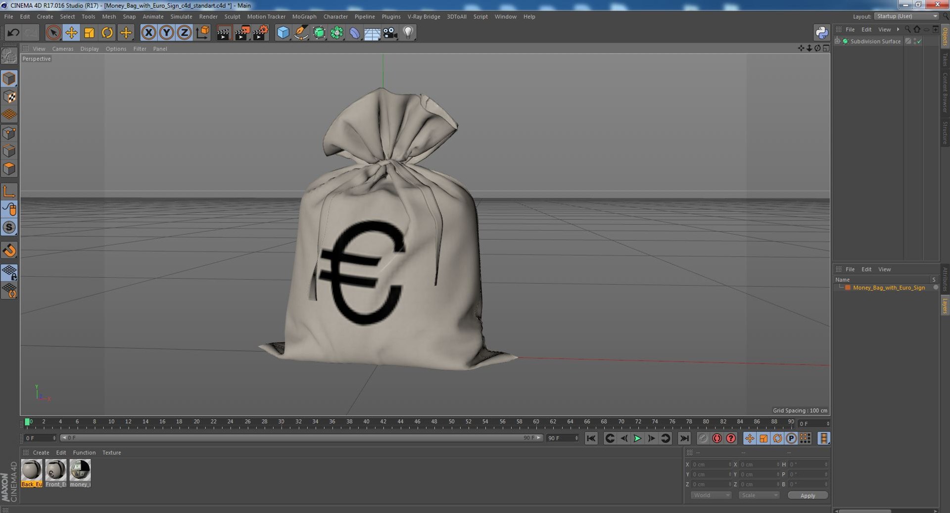 3D Money Bag With Euro Sign Model - TurboSquid 2158692
