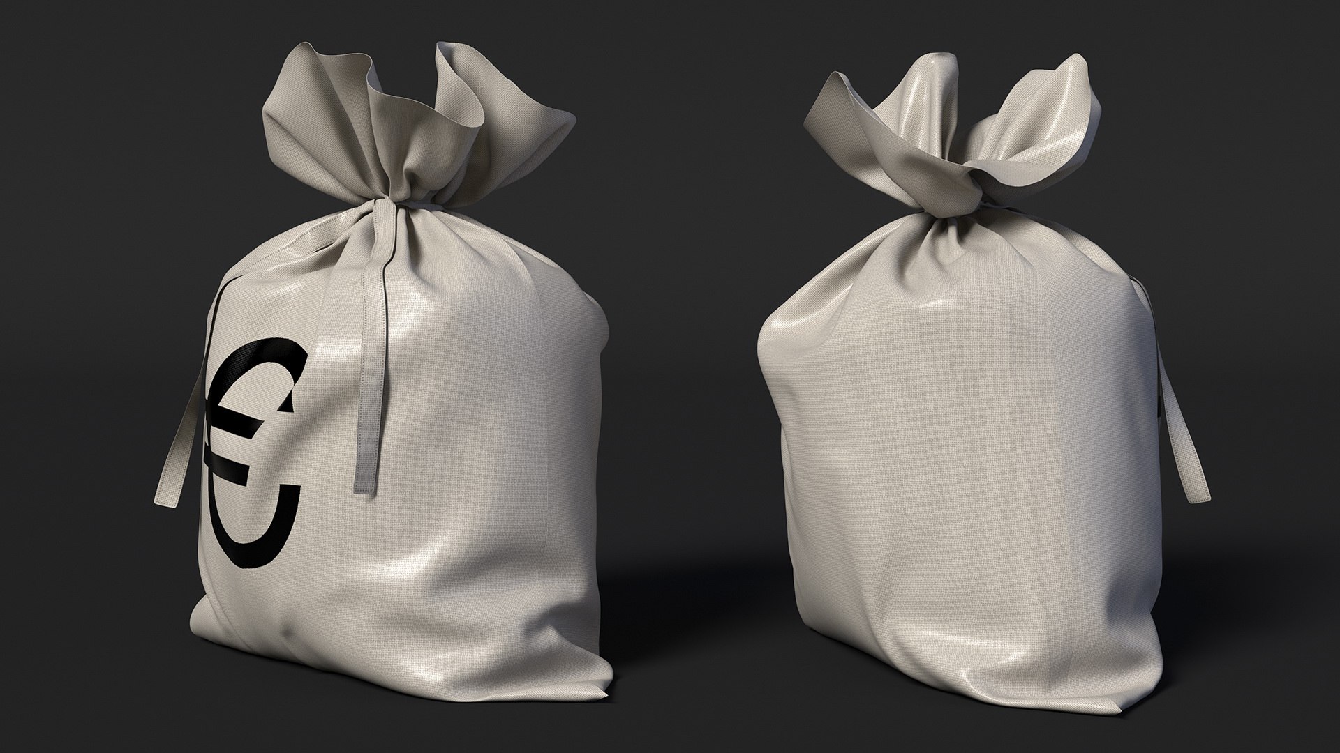 3D Money Bag With Euro Sign Model - TurboSquid 2158692